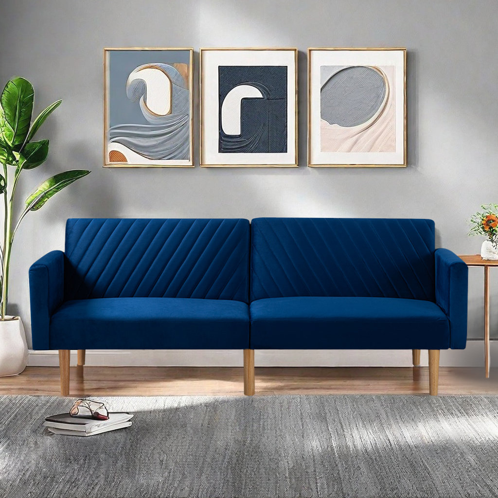 Inbox Zero Nahome Inbox Zero Futon Sofa Bed Loveseat, Convertible Pull-out Couches With 3 ...